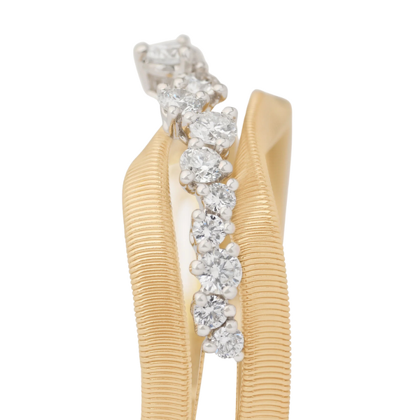 Marrakech 18K Yellow Gold 3-Strand Ring With Diamond Row