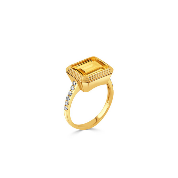 Doves Limoncello 18k Yellow Gold Citrine Diamond Ring - Jewelry ...