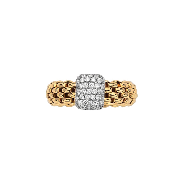 Fope Vendome 18k Yellow & White Gold Pavè Diamond Ring - Jewelry ...