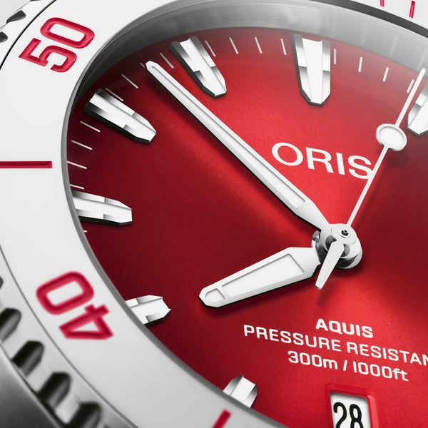Oris Aquis Date Summer Red 41.5mm Watch | Manfredi