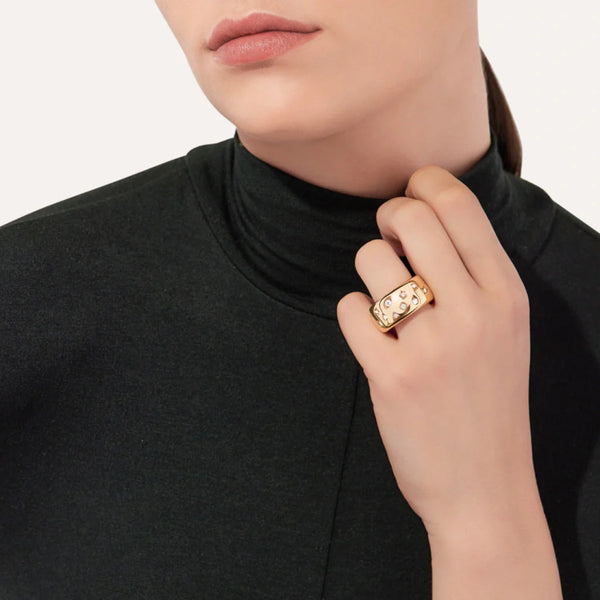 Pomellato Iconica 18k Rose Gold Diamond Fancy Setting Large Ring ...