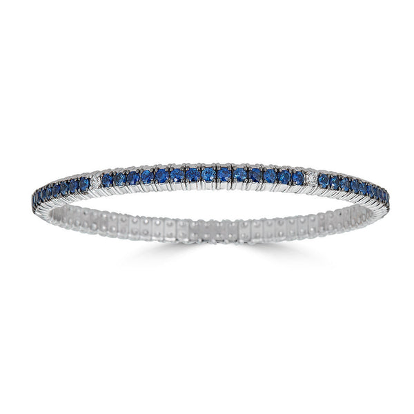 Zydo Italy Stretch 18k White Gold Blue Sapphire & Diamond Bracelet ...
